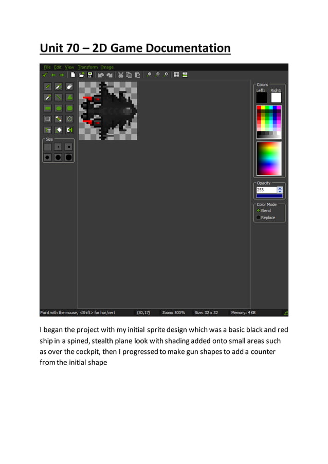 Documentation of my 2D game | DOCX