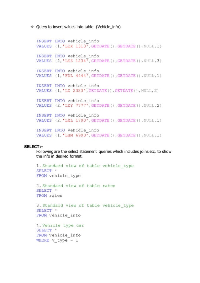 Vehicle Parking System Project | DOCX | Databases | Computer Software ...