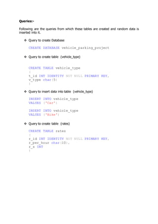 Vehicle Parking System Project | DOCX