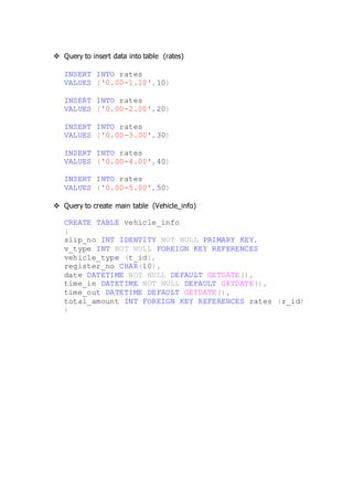 Vehicle Parking System Project | DOCX