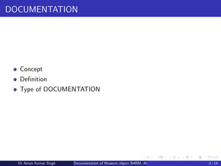 Documentation of Museum object, Computer based Accession | PDF