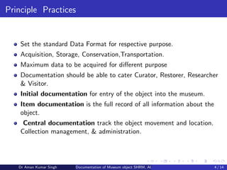 Documentation of Museum object, Computer based Accession | PDF