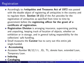 Documentation of Museum object, Computer based Accession | PDF