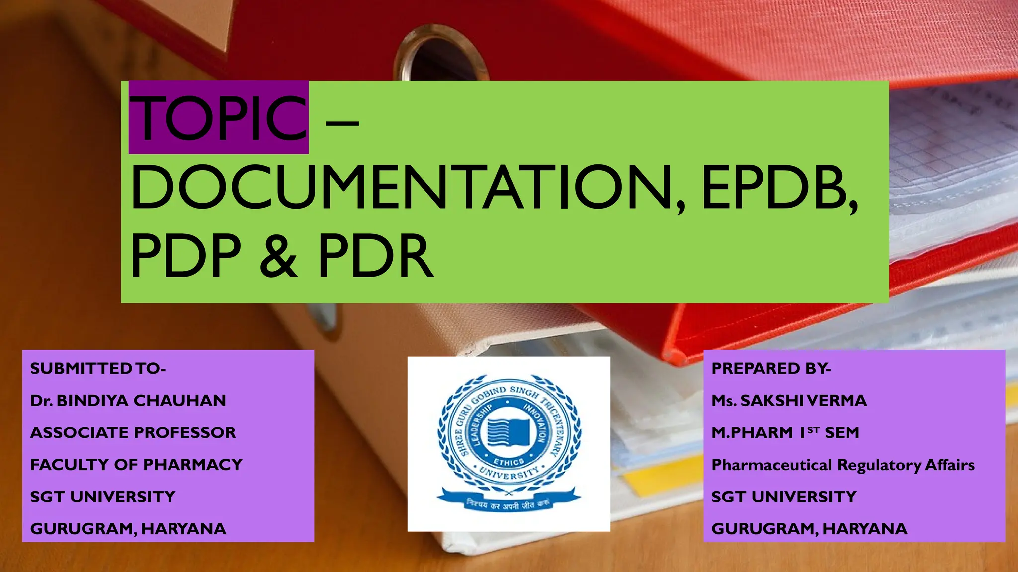 Documentation, EPDB, PDP and PDReport.pptx