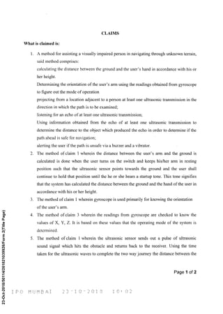 WEARABLE NAVIGATION AND ASSISTIVE SYSTEM FOR VISUALLY IMPAIRED- Patent ...