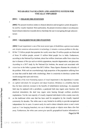 WEARABLE NAVIGATION AND ASSISTIVE SYSTEM FOR VISUALLY IMPAIRED- Patent ...