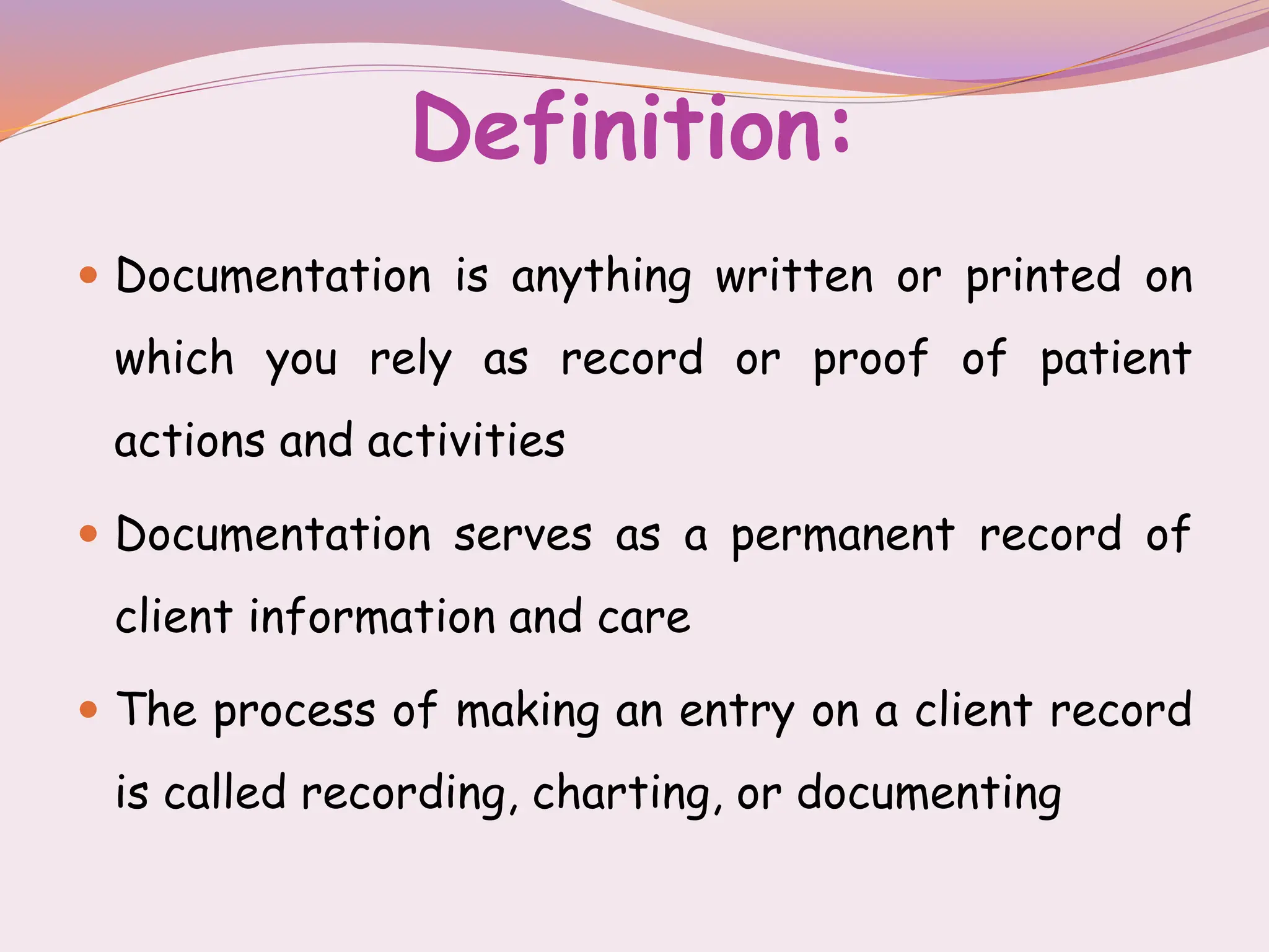 Nursing Foundation Documentation Nursing Ist Sem Students | PPTX
