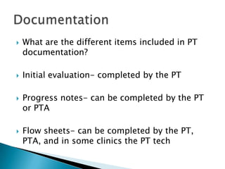 PTA_Documentation 1 powerpoint | PPTX | Physical Therapy | Wellness