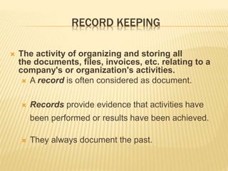 Documentation and maintenance of records ppt by zuhaib | PPT