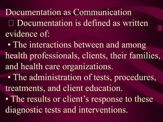 documentation and reporting bsc nursing FUNDAMENTAL OF NURSING | PPTX