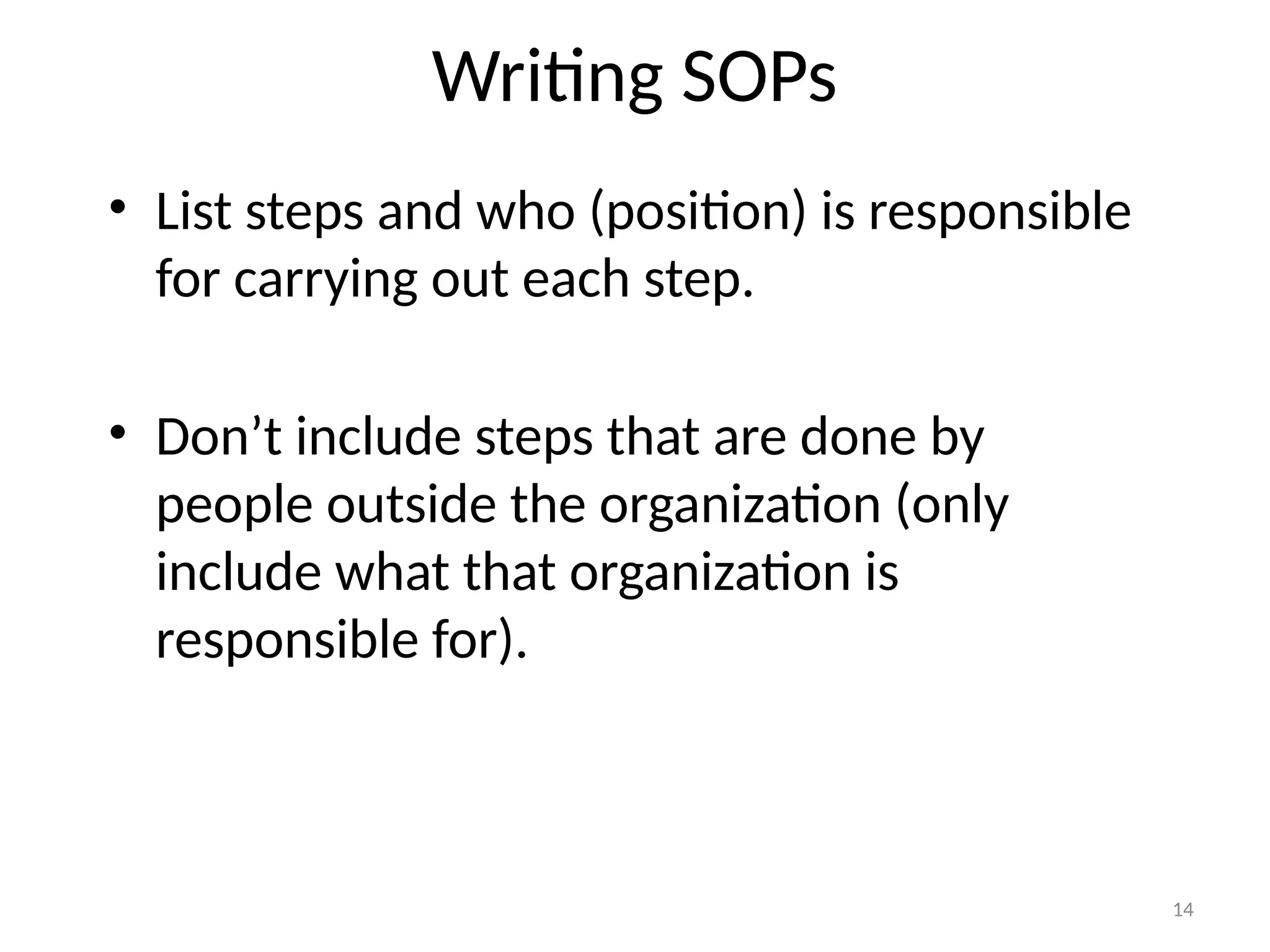 Documentation and SOP requirements. How to format a SOP. Importance of ...
