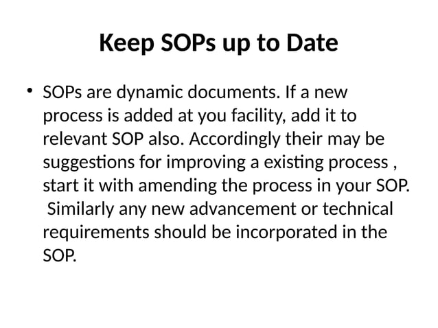 Documentation and SOP requirements. How to format a SOP. Importance of ...