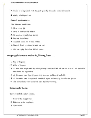 Documentation assignment | DOCX