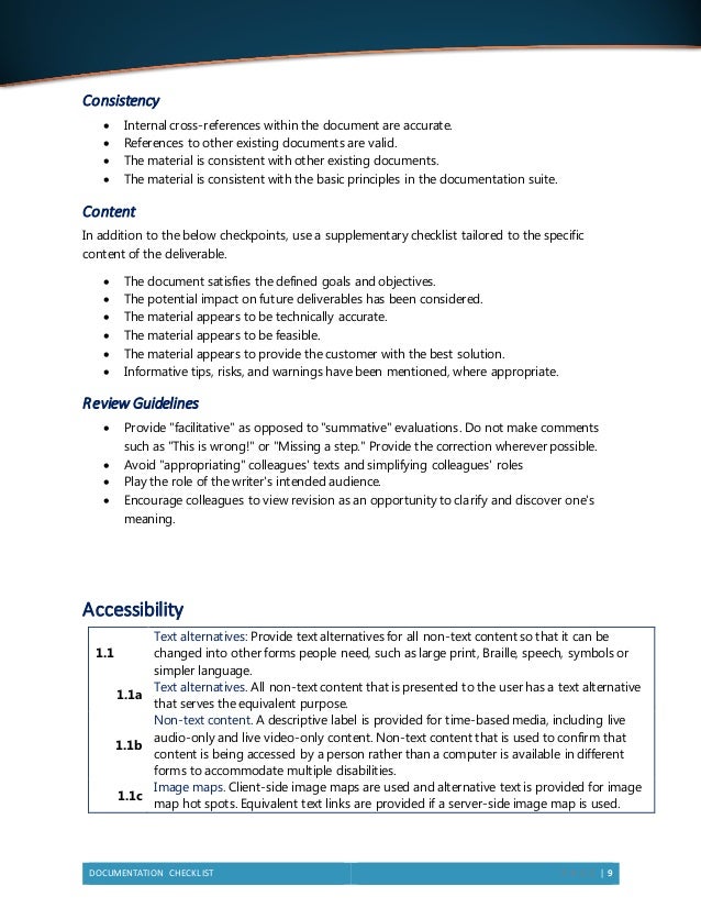 Documentation Checklist