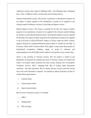 Documentation for opening and closing advance licences | PDF
