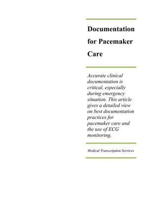 Documentation for Pacemaker Care | PDF