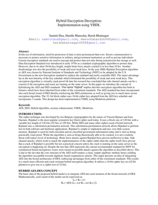 Hybrid AES DES | PDF