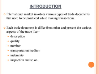 Documentation in international trade | PPTX