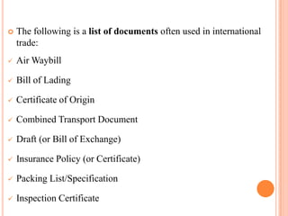 Documentation in international trade | PPTX