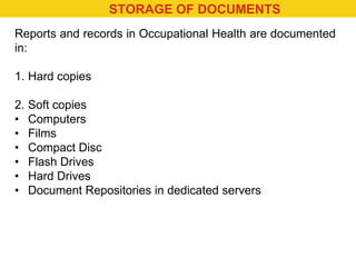 Documentation in occupational health | PPTX | Technology & Computing