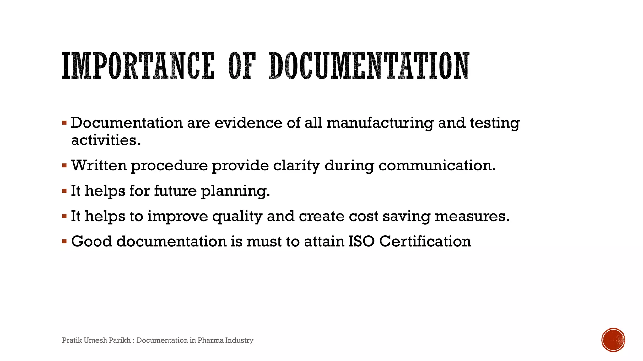 Documentation in Pharmaceutical Industry | PDF | Pharmaceutical ...