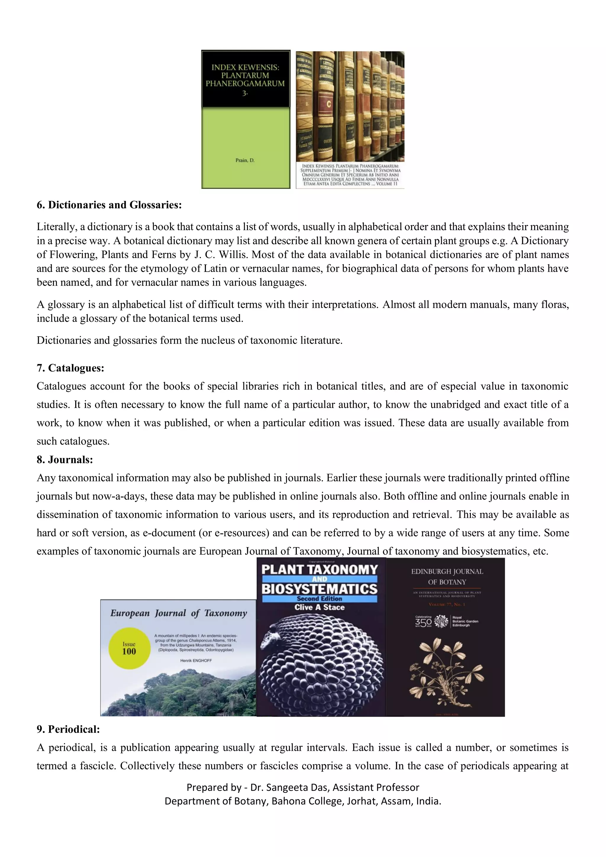 Documentation in plant taxonomy | PDF