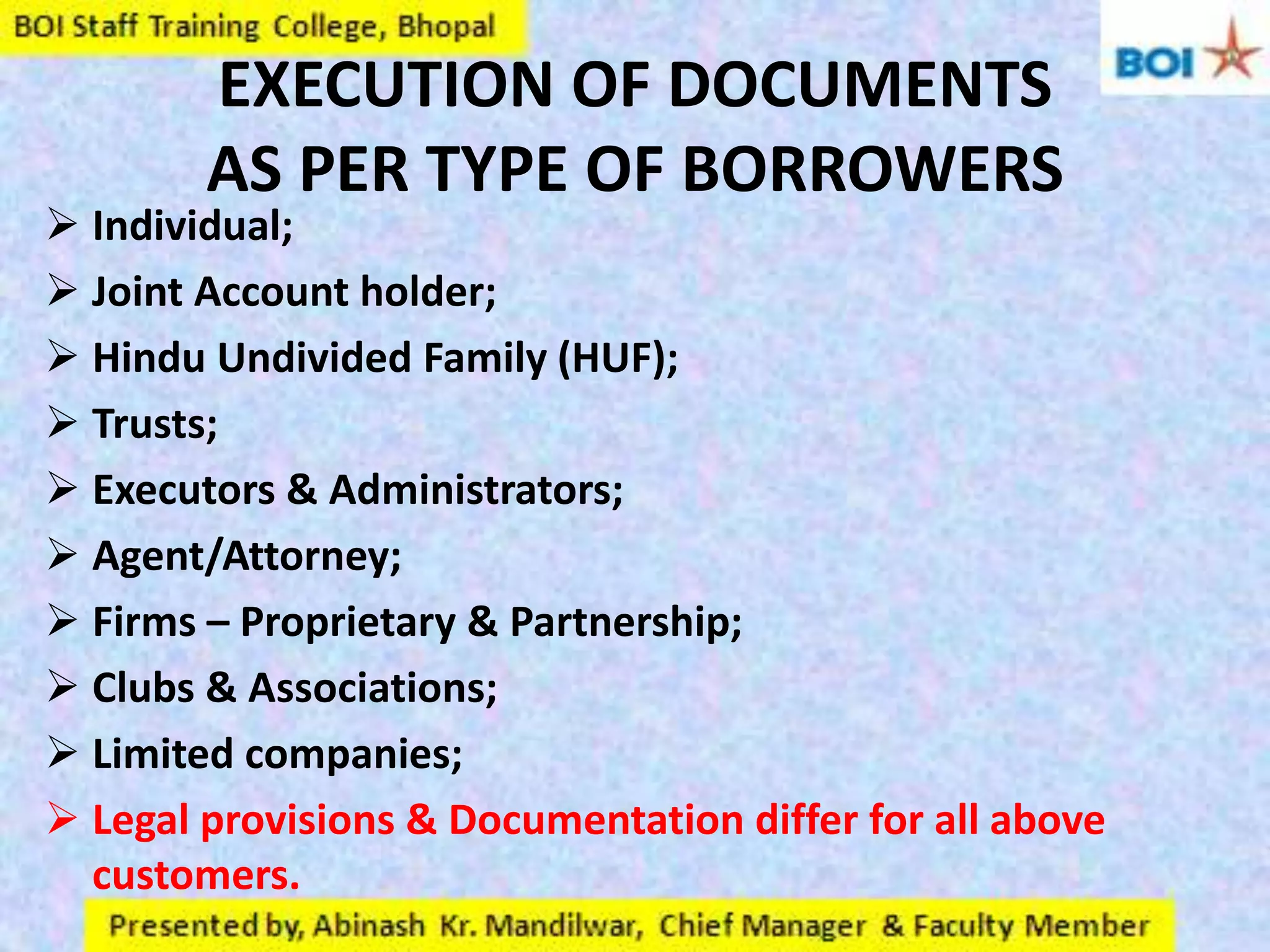 Documentation & legal aspects in Bank | PPTX