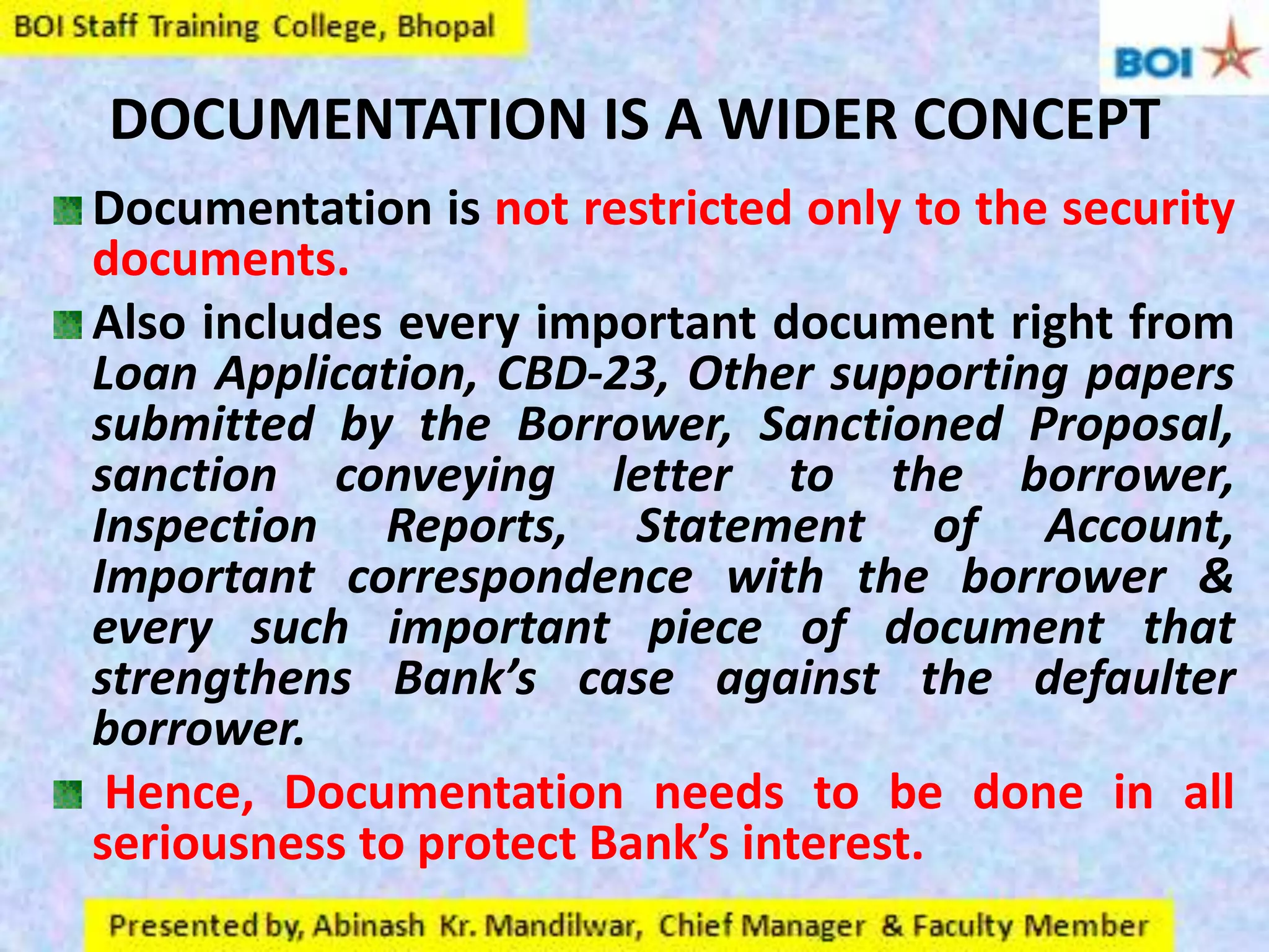 Documentation & legal aspects in Bank | PPTX