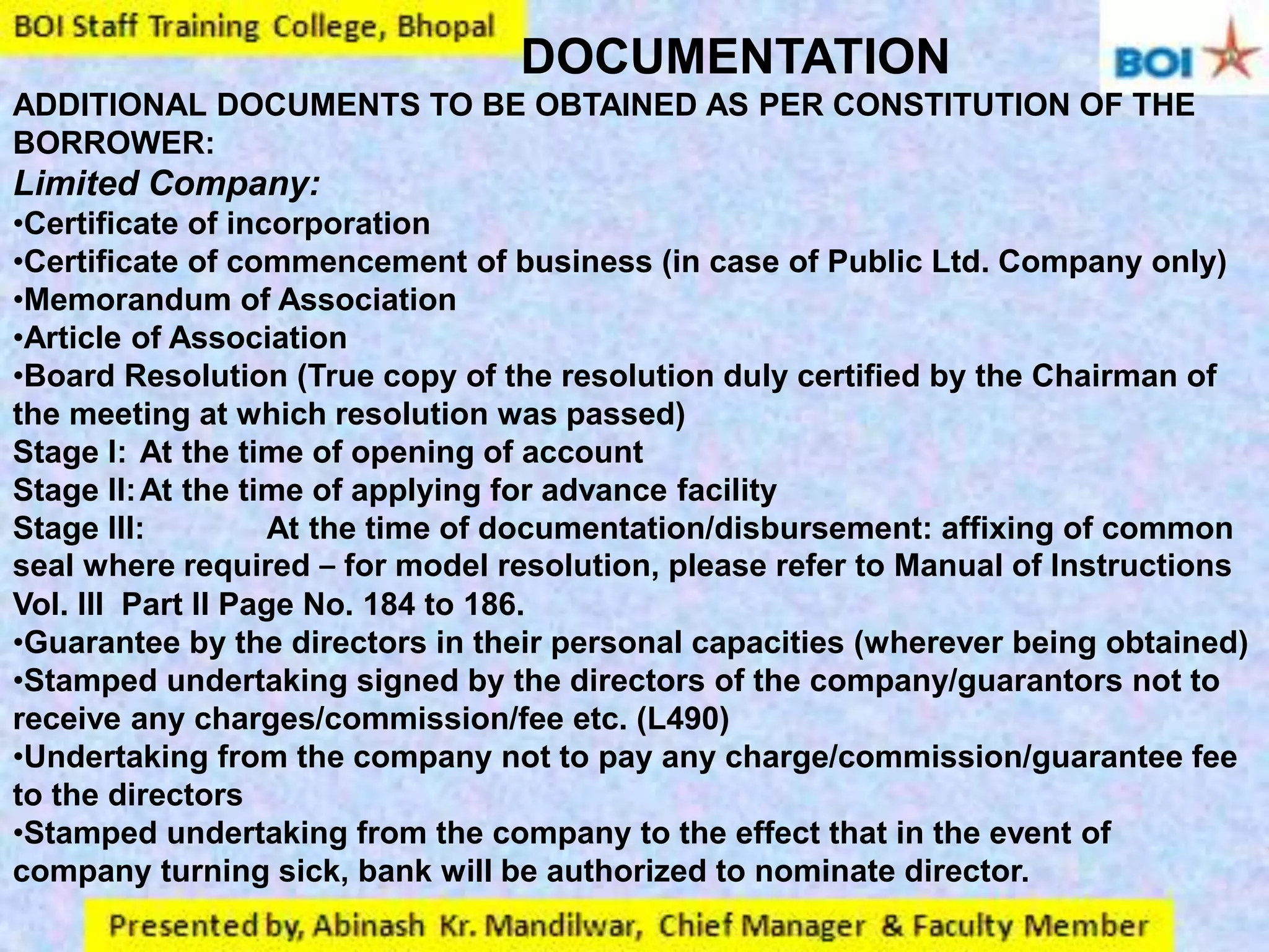 Documentation & legal aspects in Bank | PPTX
