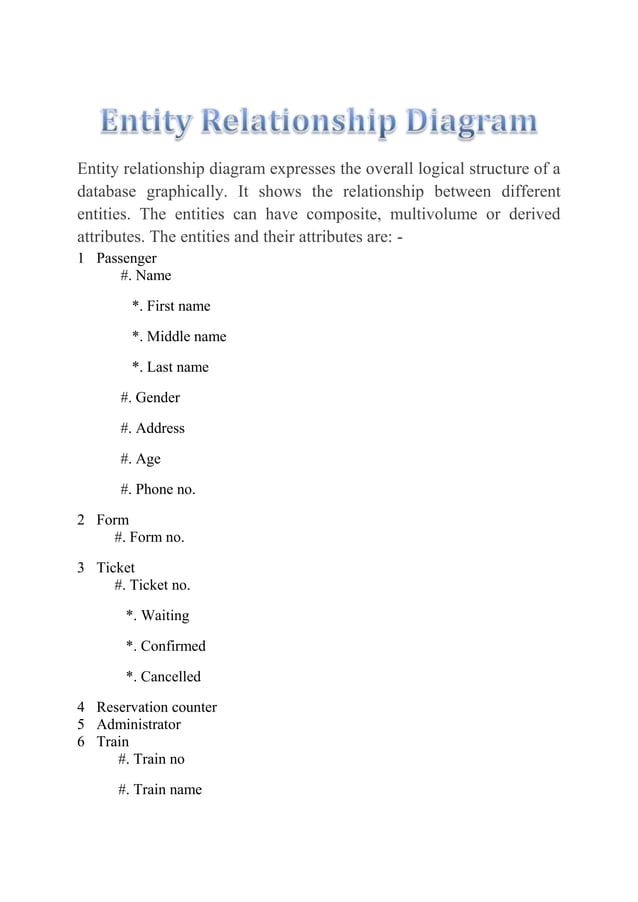 Documentation of railway reservation system | DOCX | Rail Travel | Travel Type