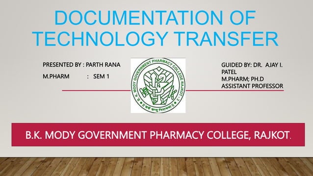 Documentation of technology Transfer .pptx