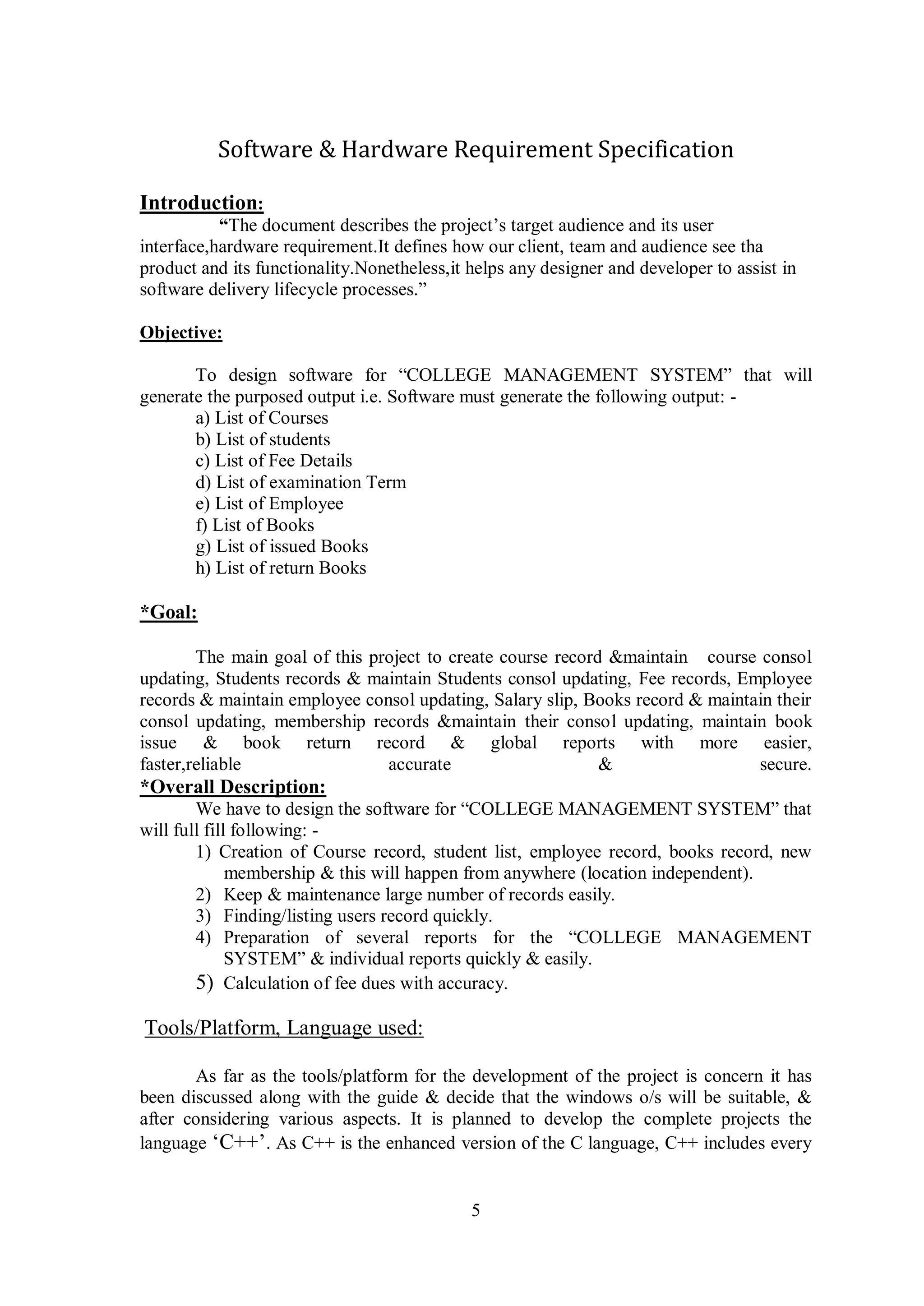 Documentation project of college management [1] | PDF | College ...