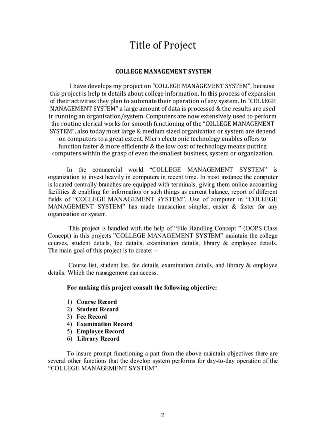 Documentation project of college management [1] | PDF | College ...