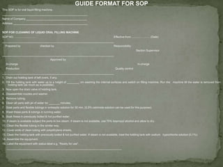 Documentation relating to product development,sop's,cleaning methods ...