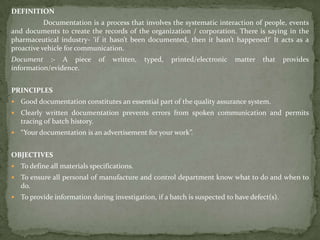 Documentation relating to product development,sop's,cleaning methods ...