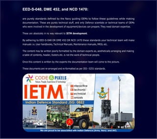 Documentation standards Vs IETM Standard EED-S-048 DME 452 NCD 1470 JSS ...