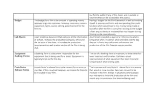 Documentation table | DOCX