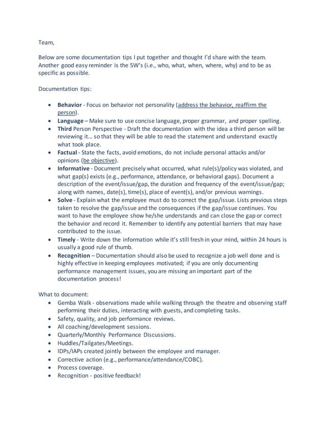 Performance Management Documentation Tips | PDF