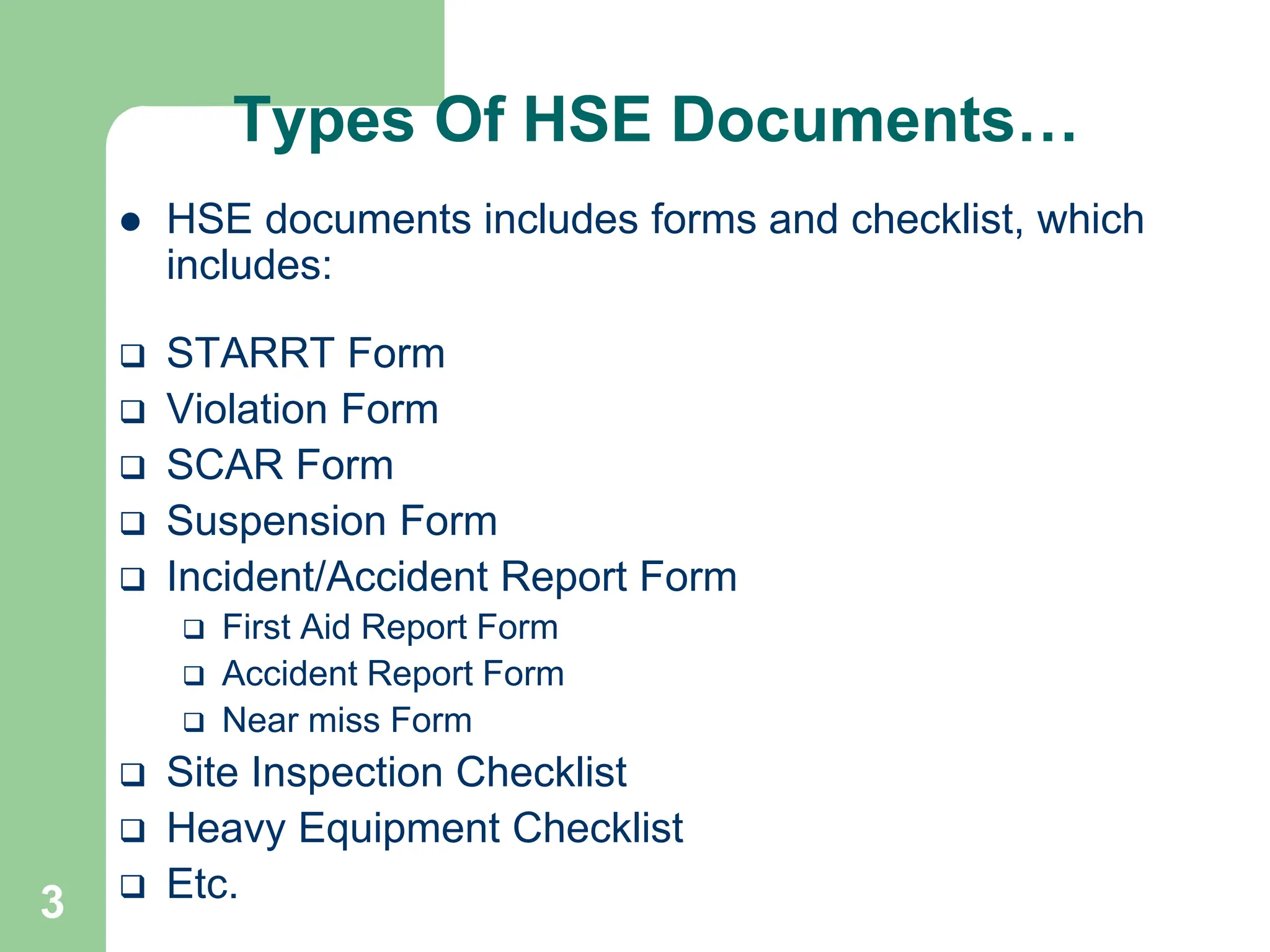 HSE DOCUMENTATION TRAINING FOR NEW SAFETY PERSONNEL.ppt