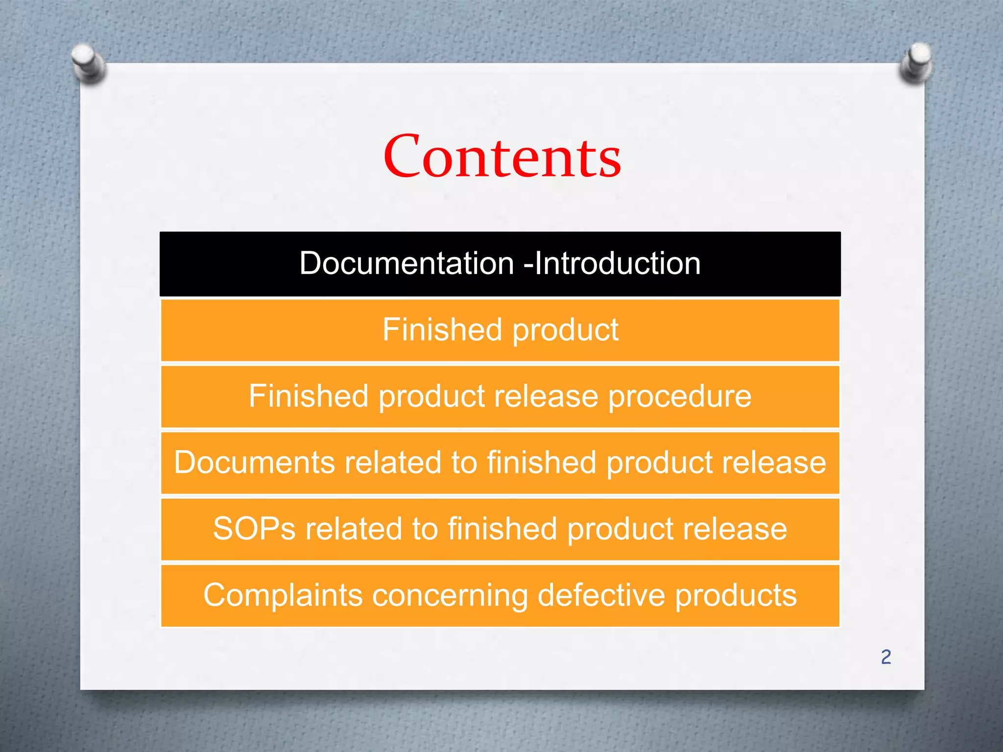Documentation with respect to release of finished pharmaceutical ...