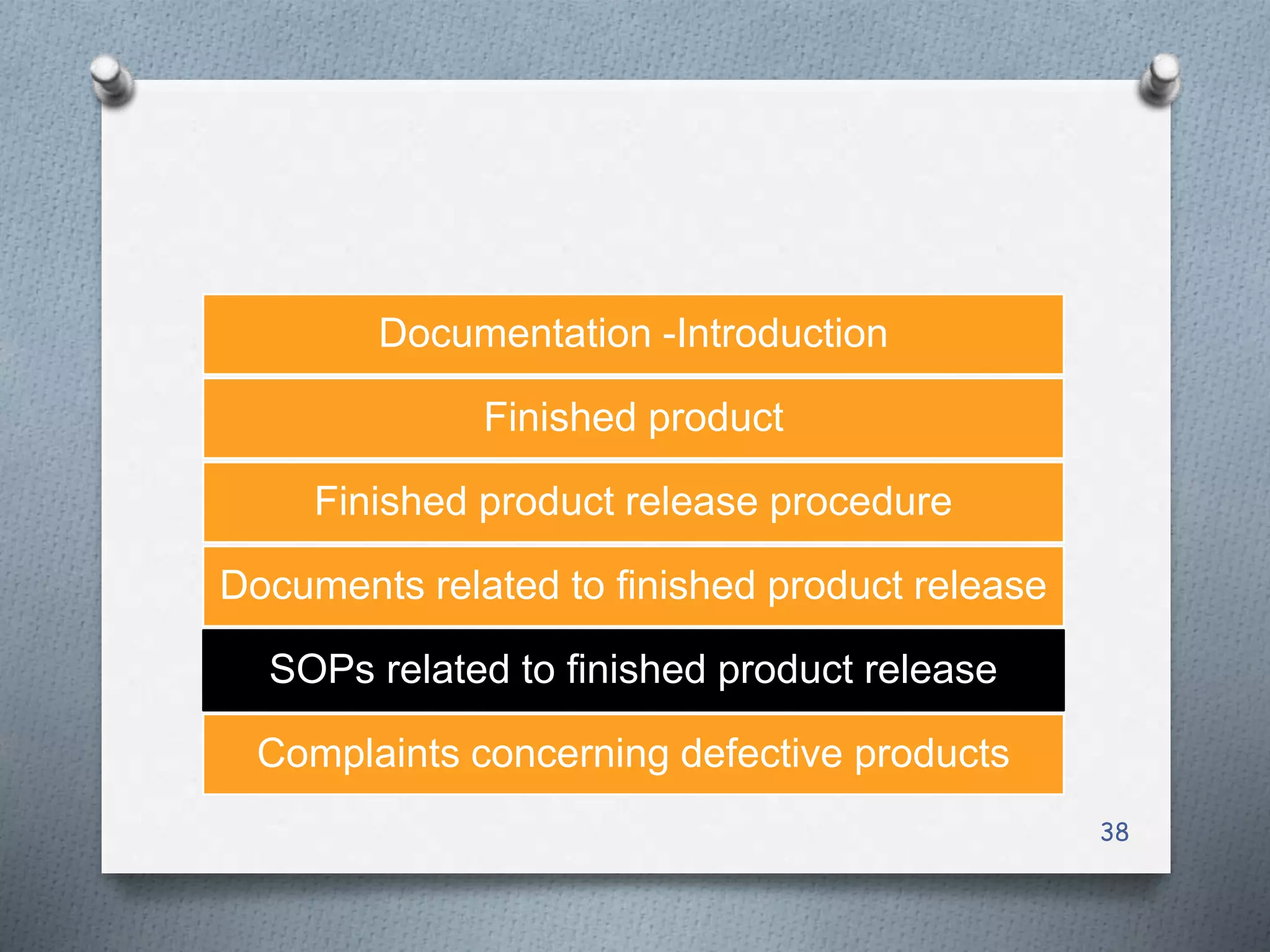 Documentation with respect to release of finished pharmaceutical ...