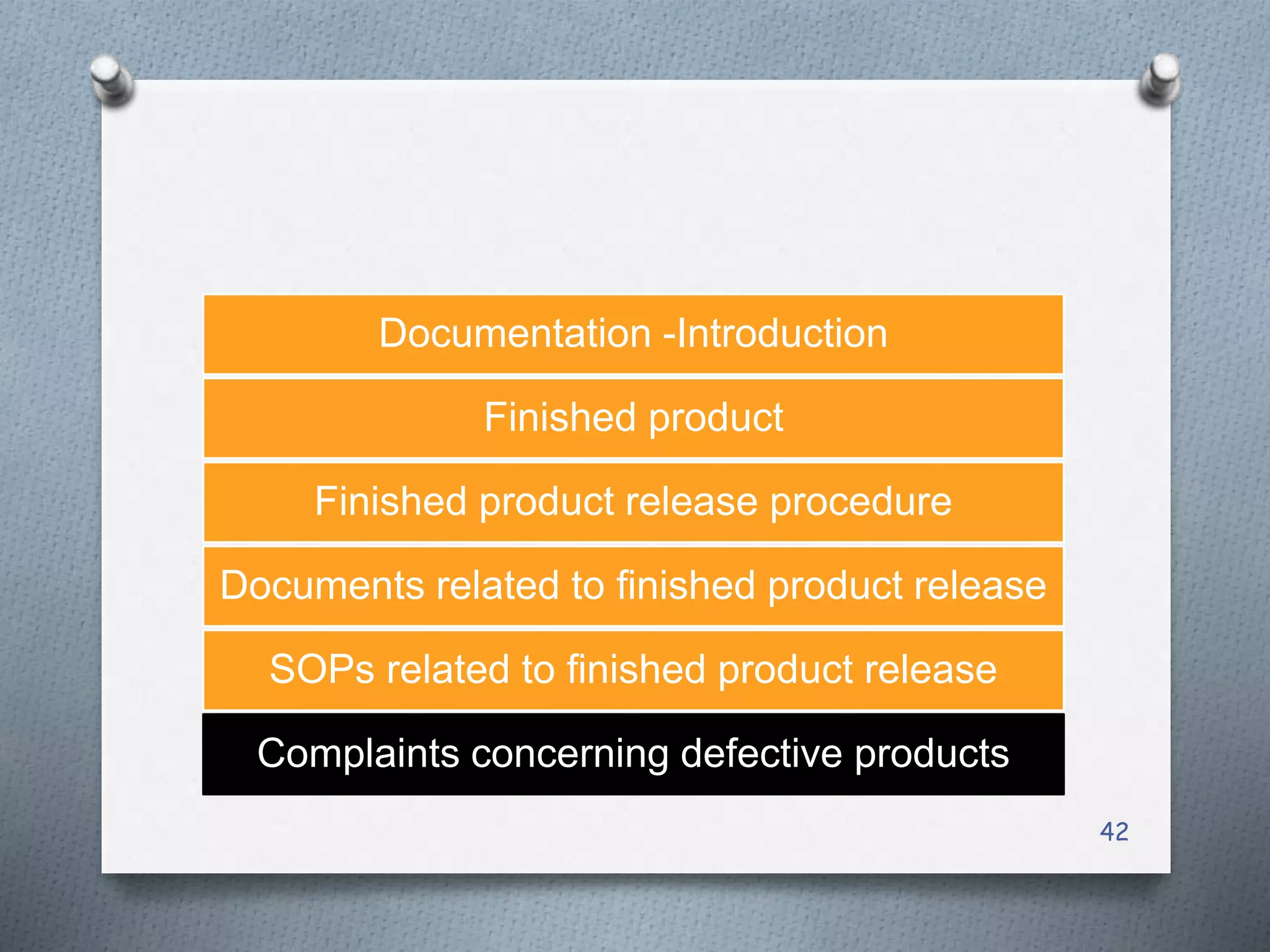 Documentation with respect to release of finished pharmaceutical ...
