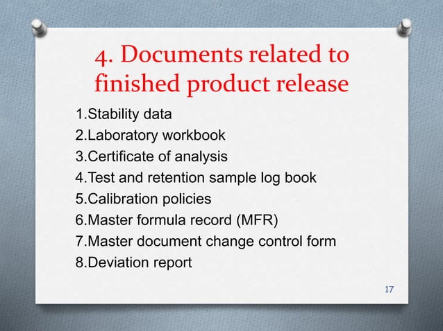 Documentation with respect to release of finished pharmaceutical ...