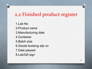 Documentation with respect to release of finished pharmaceutical ...