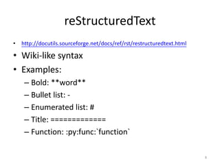 Documentation with sphinx @ PyHug | PPT