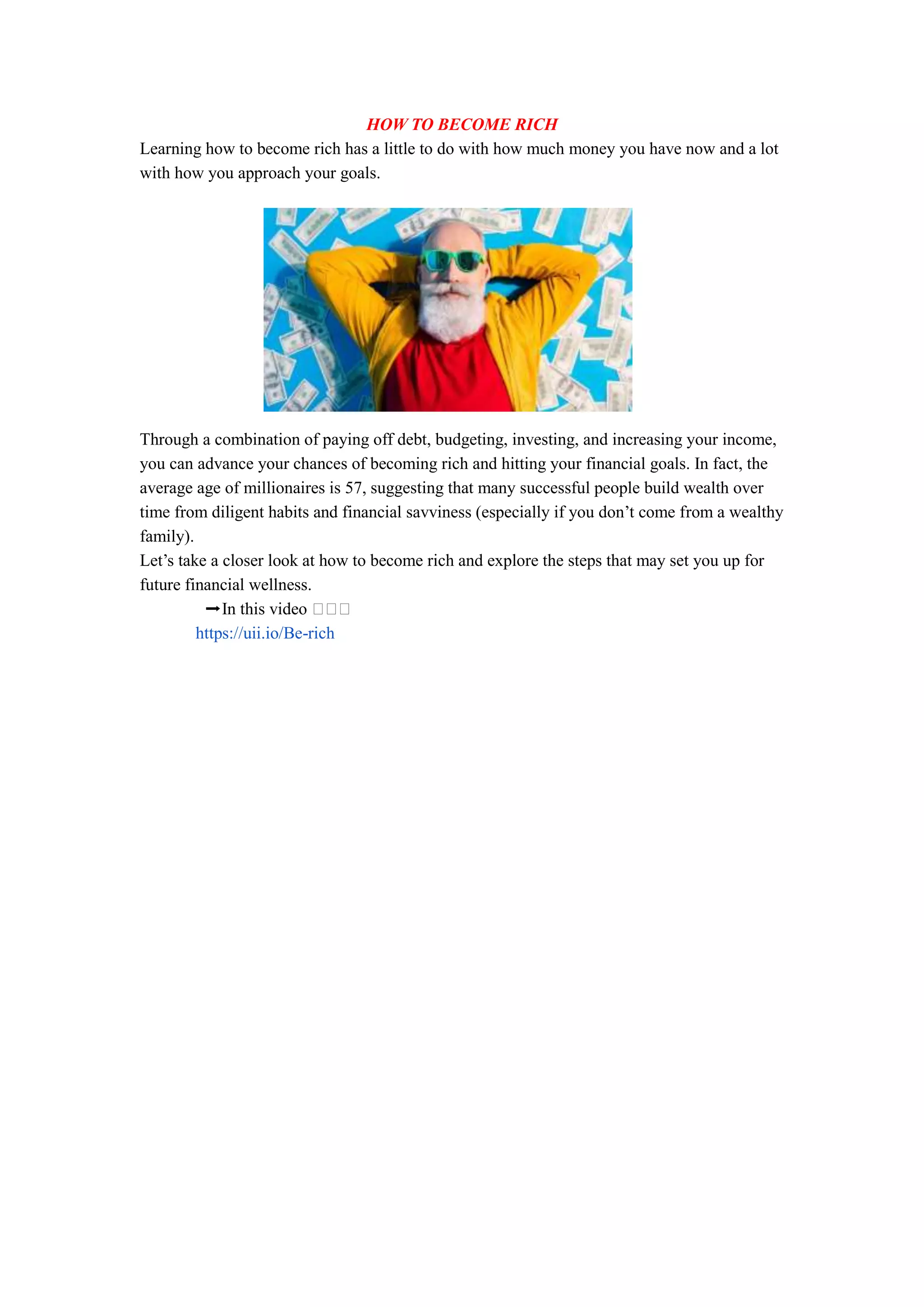 Document be rich.doc | Financial Planning | Personal Finance