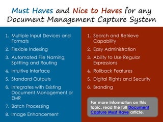 8 Document Capture Must Haves, a Document Management Tutorial | PPTX | Desktop Publishing ...
