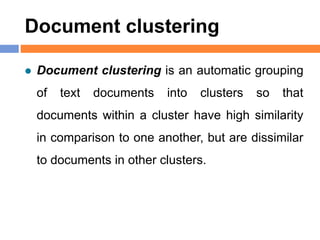 Document clustering and classification | PPT