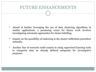 Document clustering for forensic analysis | PPTX | Databases | Computer Software and Applications