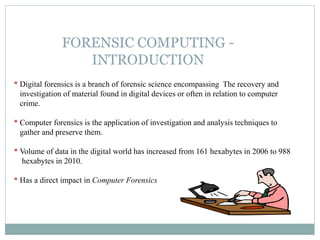 Document clustering for forensic analysis | PPTX | Databases | Computer Software and Applications